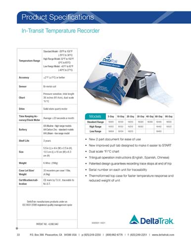 In-Transit Temperature Chart Recorder, Model 16000-16500